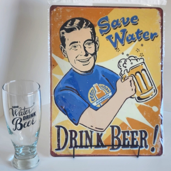Source Unknown | Wall Decor | Save Water Drink Beer Man Gift Set 3x1 ...